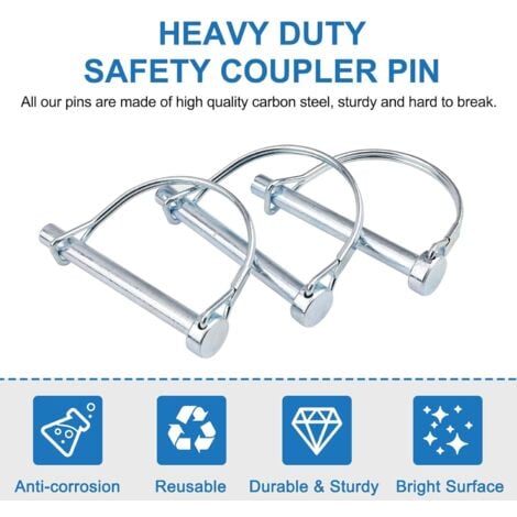 10pcs Safety Coupler Pin Lock Axle, 5/16 Inch PTO Lock Axle with Round ...