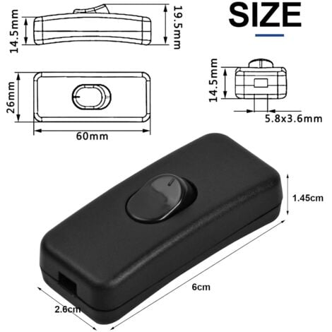 2 Pcs 2A Single Pole Switch, 2A 250V Line Cord Switch Lamp Switch ...