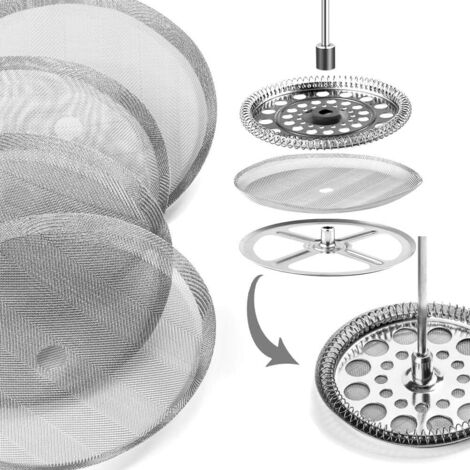 6 Pack French Press Replacement Filters, Reusable Stainless Steel Mesh ...