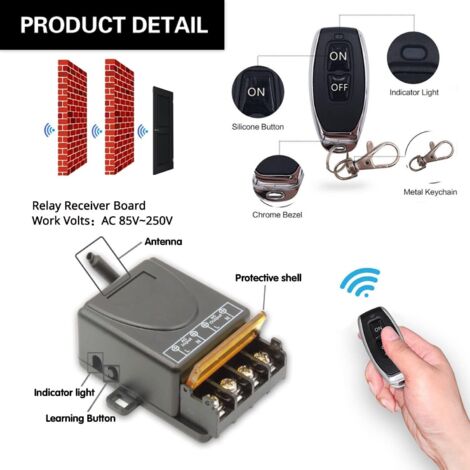 433Mhz Wireless High Power Remote Control Switch, AC 220V/240V/110V 30A ...