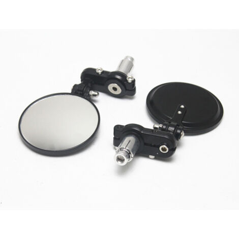 Black Round Motorcycle Rearview Side Mirror 7/8" 20mm Handle Bar End ...