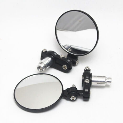 Black Round Motorcycle Rearview Side Mirror 7/8" 20mm Handle Bar End ...
