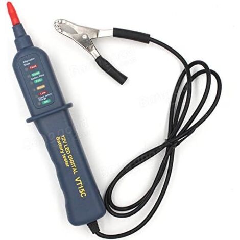 Car Battery Tester - 12 Volt - With LED Indicator and Alligator Clip