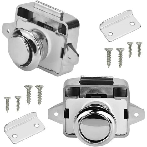 2 Pcs Push Lock RV Furniture Lock Metal Lock Button Lock Drawers Push ...