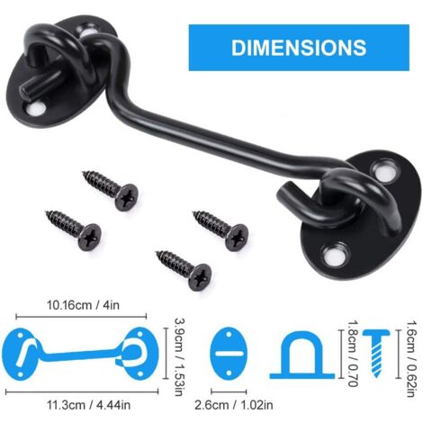 Cabin Hook 2 Pieces Door Lock Hook Black Stainless Steel Hooks with ...