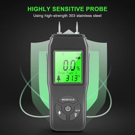 Wood Moisture Meter, Portable Digital Moisture Detector, Backlit LCD ...