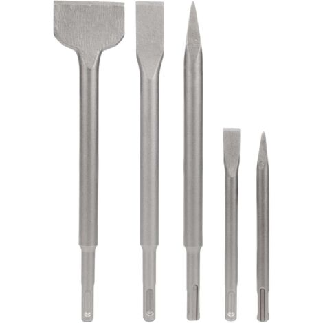 SDS Chisel Set of 5 Chisels with 2 Pointed Chisels and 3 Flat Chisels ...