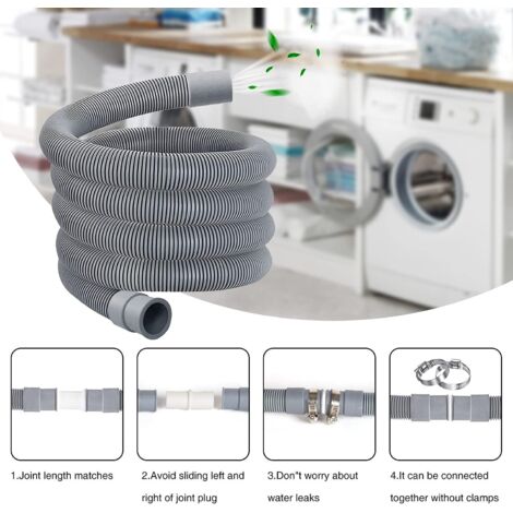 Washing Machine Drain Hose, 2m Extension with Clamp - Dishwasher Drain ...