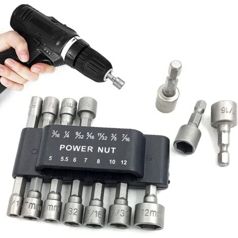 Screwdriver Accessories 14-Piece Socket Set 5-13mm - 1/4" Hex Adapter ...