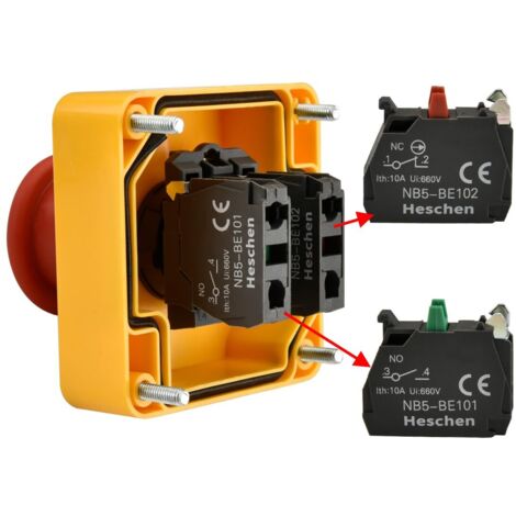 Weatherproof Emergency Stop Switch, Red Panel, Push Button, 660V, 10A ...