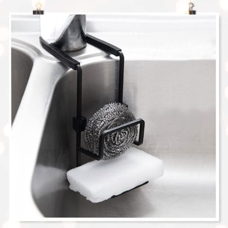 Kitchen Sponge Holder Hanging Organizer - Waterproof Metal Sink Rack No ...