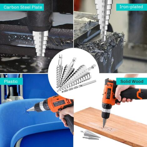 Step Drill Bit, HSS Metal Countersink Drill Bit 4PCS 4-12/20/32mm Step ...