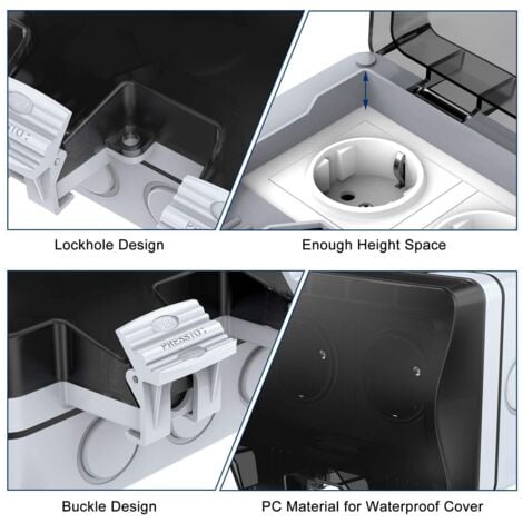 External socket, electrical, waterproof, wall socket with double switch ...