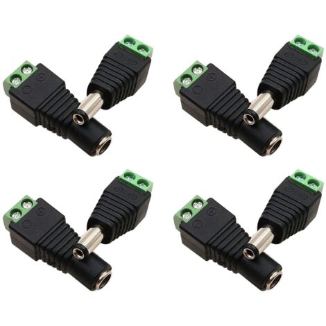 4 Pack 5.5mm 2.1mm DC Power Connector Male and Female 12V Plug Adapters ...
