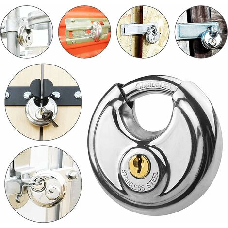 Set of 4 Security Circular Padlocks, 70MM Round Stainless Steel ...