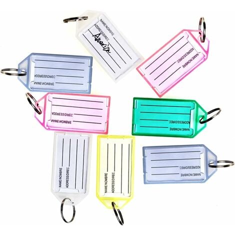 40Pcs Tag Key Ring, Colored Key Ring, Plastic Tag Key Ring with Split ...