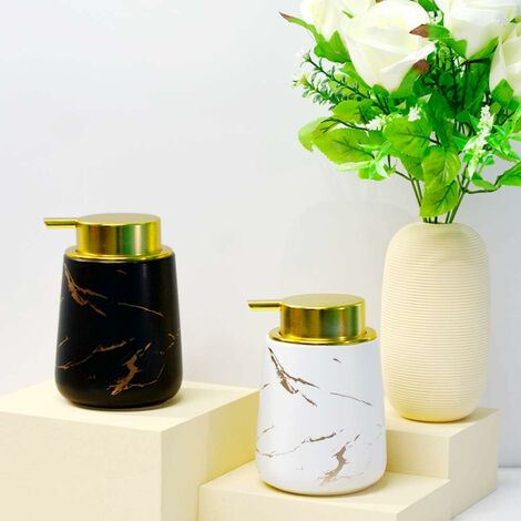 Ceramic Soap Dispenser, Ceramic Hand Wash Liquid Dispenser, 400ml(Black)