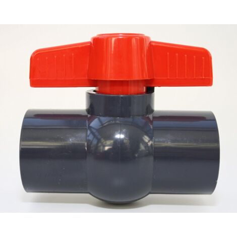 Ball valve 50 mm with 2 adhesive sleeves 1 1/2" in PVC, U 10 bar