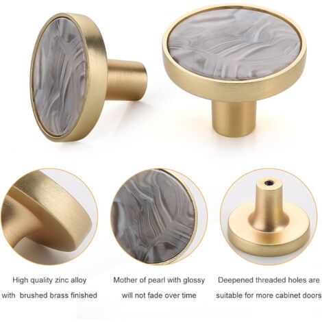 Set of 8 Brass Cabinet Knobs Cupboard Knobs for Kitchen, Bathroom ...