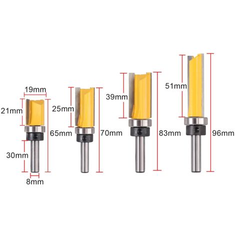 4 Pcs 8mm Wood Router Cutter Copy Shank Flush Cutter Copy Router Router ...