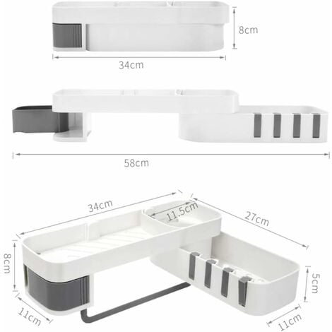 Corner Shower Shelf Self Adhesive Shower Caddy No Drill Bathroom Shelf ...