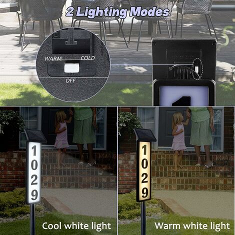 Solar Lighted House Address Numbers Sign, Solar Powered House Numbers ...