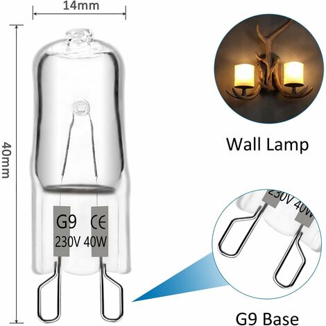 G9 Halogen Bulb 40W 230V, 480LM 2900K Warm White Dimmable, G9 Capsule ...