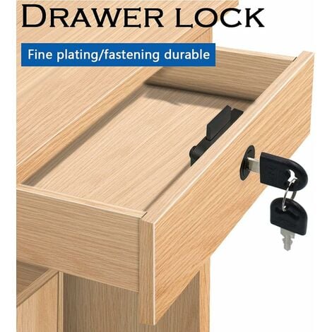 2 Pieces Black Desk Drawer Lock Alloy Lock with 4 Keys Furniture ...