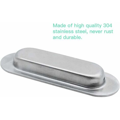 2 Pieces Brushed Stainless Steel Recessed Oval Oval Sliding Door ...