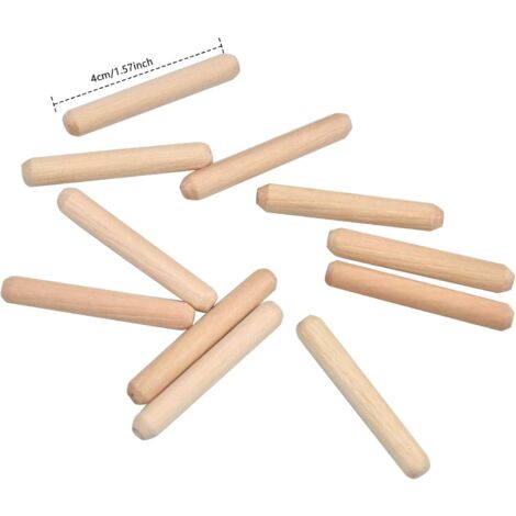 100 Pack Grooved Wooden Dowels Tapered Wooden Dowels Twill End Birch ...