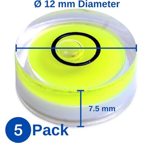 Spirit level, pack of 5, Ø 12 mm diameter, precision spirit level with ...
