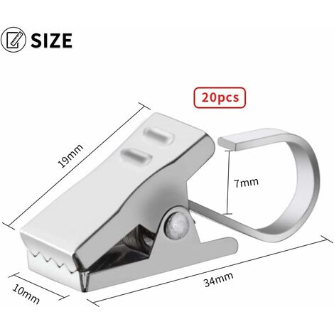 Stainless Steel Curtain Clamp, 20 Pieces 35mm Curtain Rod Clips, Shower ...
