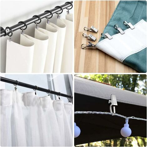 Stainless Steel Curtain Clamp, 20 Pieces 35mm Curtain Rod Clips, Shower ...