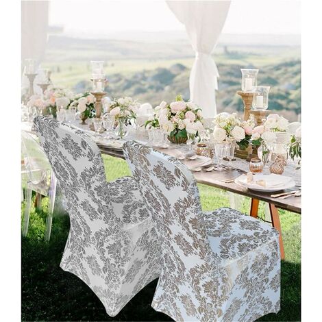 Wedding Chair Cover Universal Stretch Chair Slipover for Dining Room Hotel 45X45X90cm Silver Gold Gold