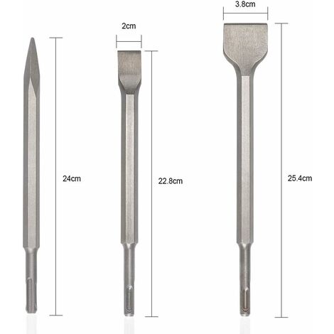 Set 3 (Broad Chisel, Flat Chisel, Pointed Chisel) for Light Drills and ...