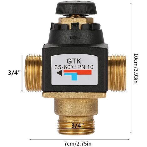 Thermostatic mixing valve for solar water heater in brass with 3-way ...