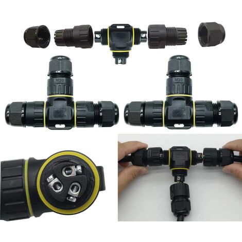 Waterproof Connector T-Shape/ 2 pcs IP68 Waterproof Cable Connector ...