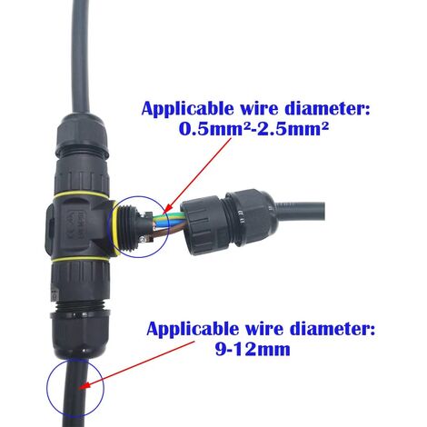 Waterproof Connector T-Shape/ 2 pcs IP68 Waterproof Cable Connector ...