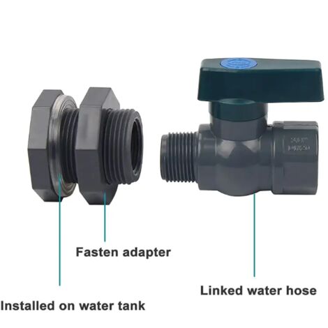Connector PVC Water Tanks 1 Inch PVC Rain Barrel Faucet with Bulkhead ...