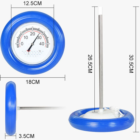 Blue Thermometer Rescue Ring,Swimming Pool Thermometer with Blue ...