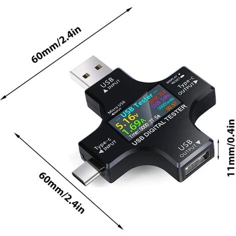 USB Tester USB C Multimeter Current and Voltage Meter 3.3-30V 0-5.1A ...