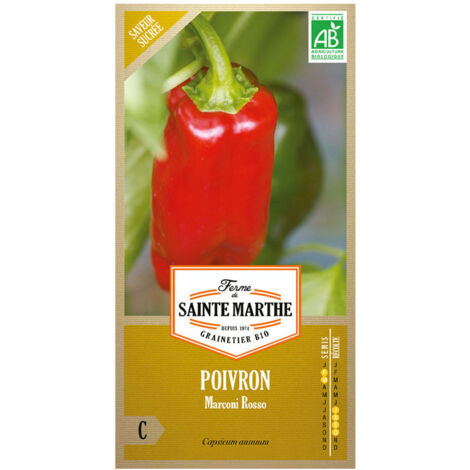 Poivron Marconi Rosso - 30 graines - AB - La ferme Sainte Marthe