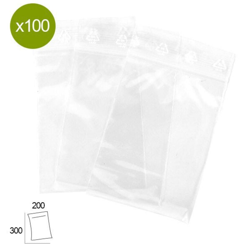 Boîte de 100 Sachets Zip 200x300mm 50µ