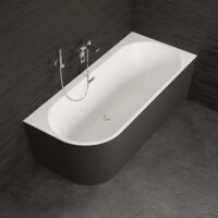 Baignoire semi-îlot murale CAPRI Noire Mate Droite 170x76cm, by SPALINA