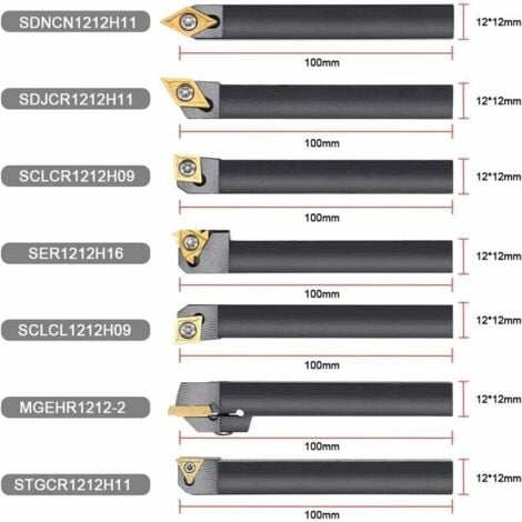 CSPARKV 21Pcs 12mm Porte-Outil De Tournage Tournage en Carbure en carbone avec clés pour Outil ...