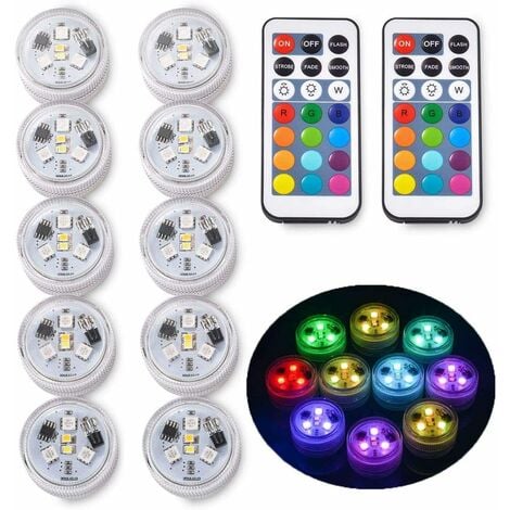 10 pcs Mini Lumières LED Submersible, Mini Led Lampe Aquarium,Lampe sous-Marines Étanche RGB ...