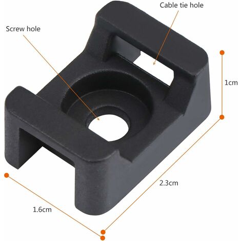 500PCS Noirs Supports pour Serre-Câbles, Base de Serre-Câbles, 23mmx16mm
