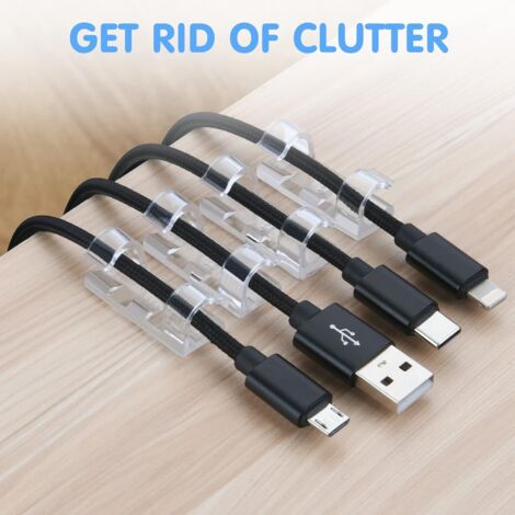 60PCS Clips Câble Adhésives, Gestion de Câble Support Clips Rangement ...