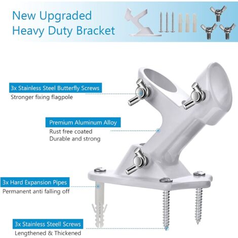 Support de mât de drapeau（blanc）, support de drapeau extérieur, support ...