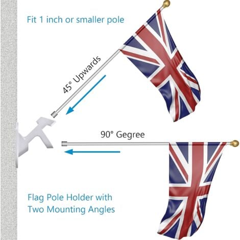 Support de mât de drapeau（blanc）, support de drapeau extérieur, support ...